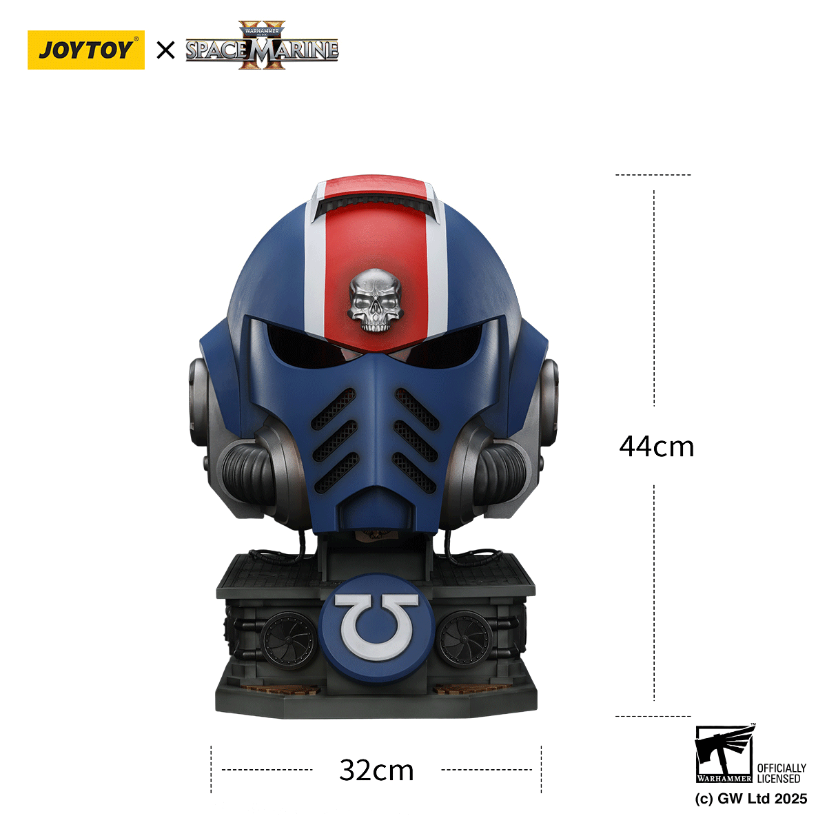 JOYTOY Warhammer Ultramarines Lieutenant Titus' MkX Helmet & Display Stand